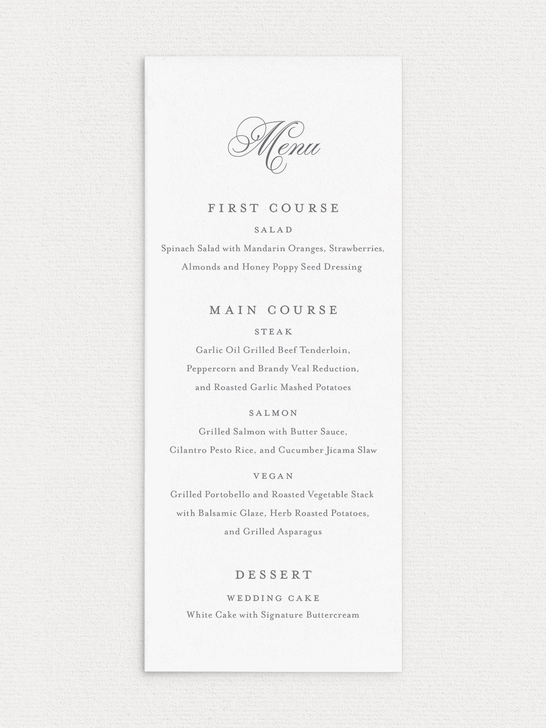 Deborah Menu – Abundant Wedding Invitations