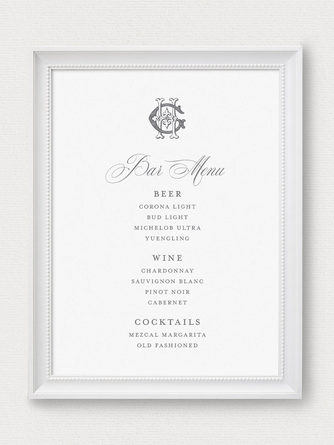 Hannah Bar Menu – Abundant Wedding Invitations