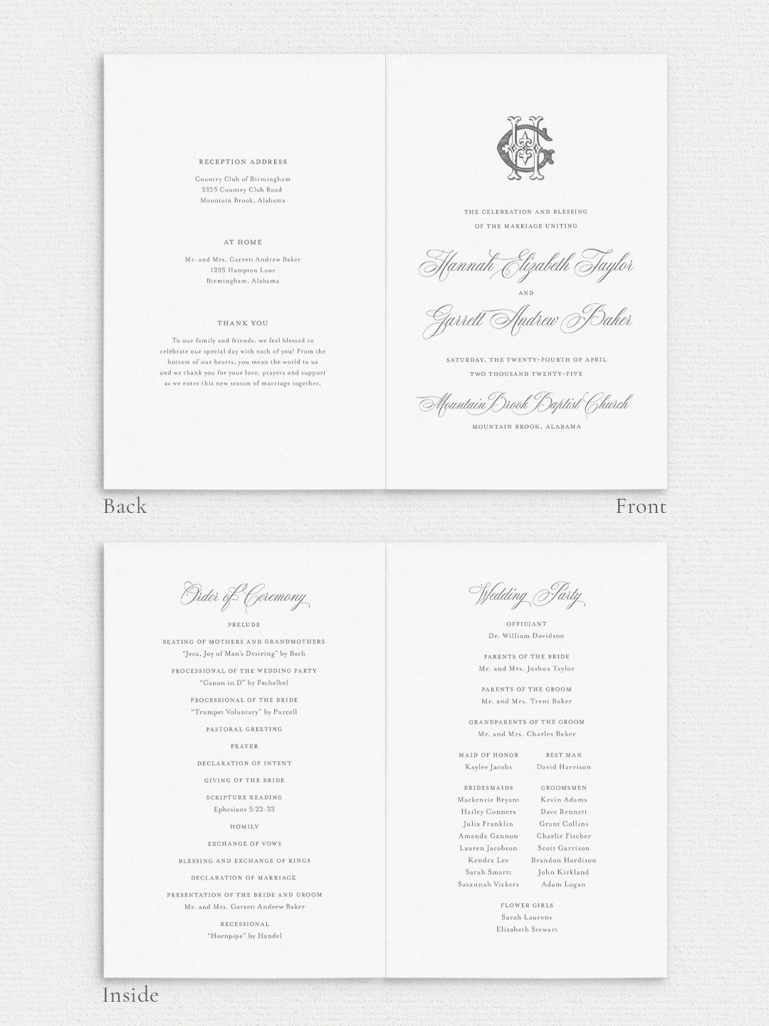 Hannah Folded Ceremony Program Abundant Wedding Invitations hannah-folded-ceremony-program-abundant-wedding-invitations