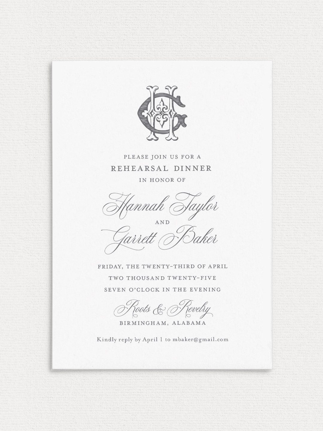 Hannah Rehearsal Dinner Invitation – Abundant Wedding Invitations