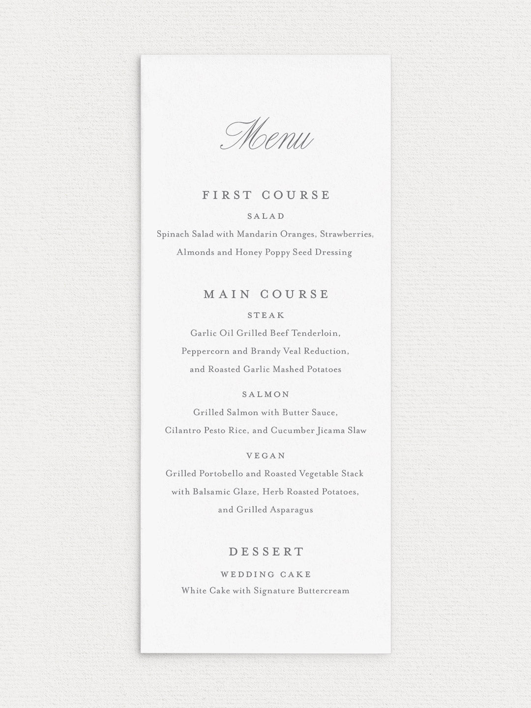 Sarah Menu – Abundant Wedding Invitations